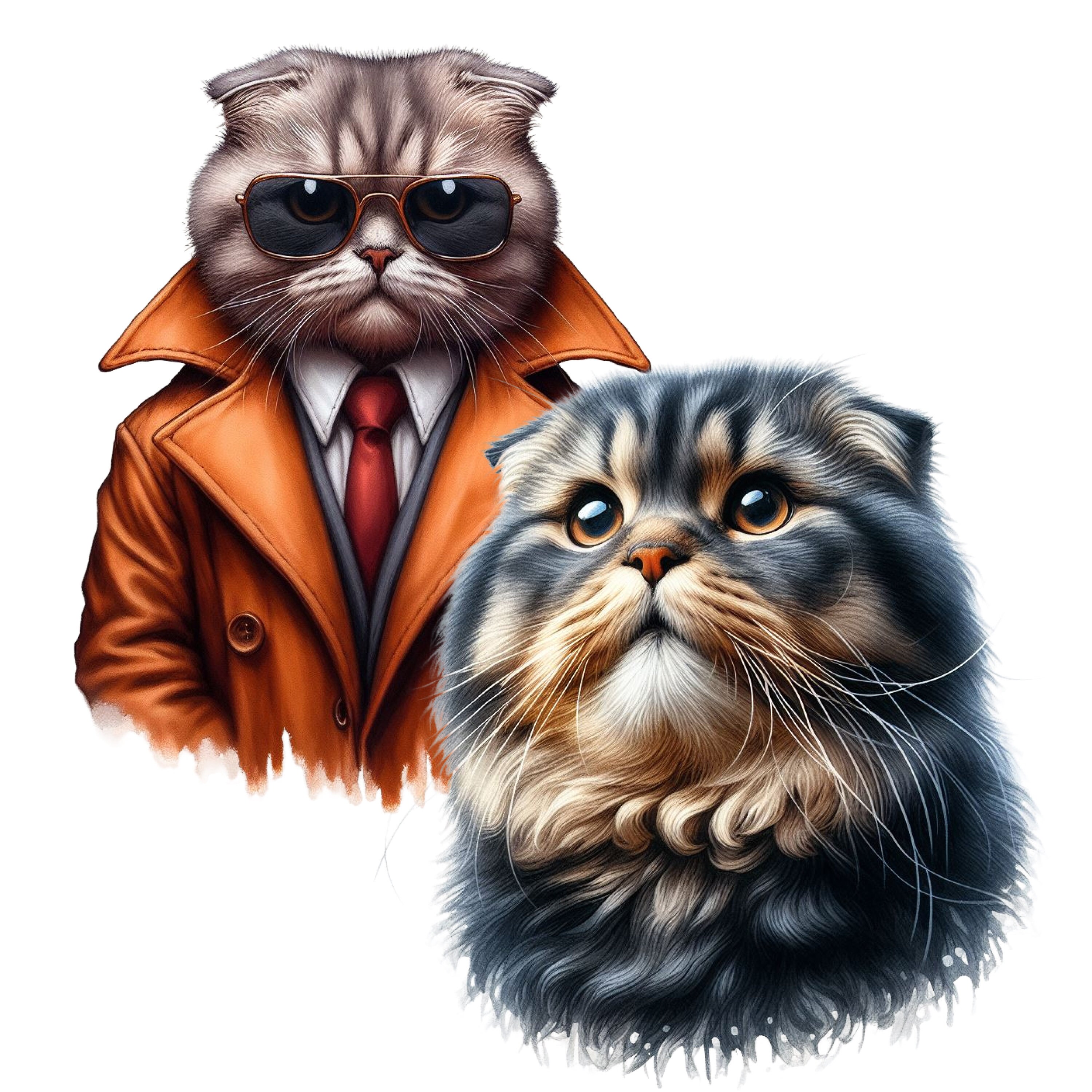 Drawing of a Scottish Cat, an Unusual Cat, for Printing on Any Objects ...