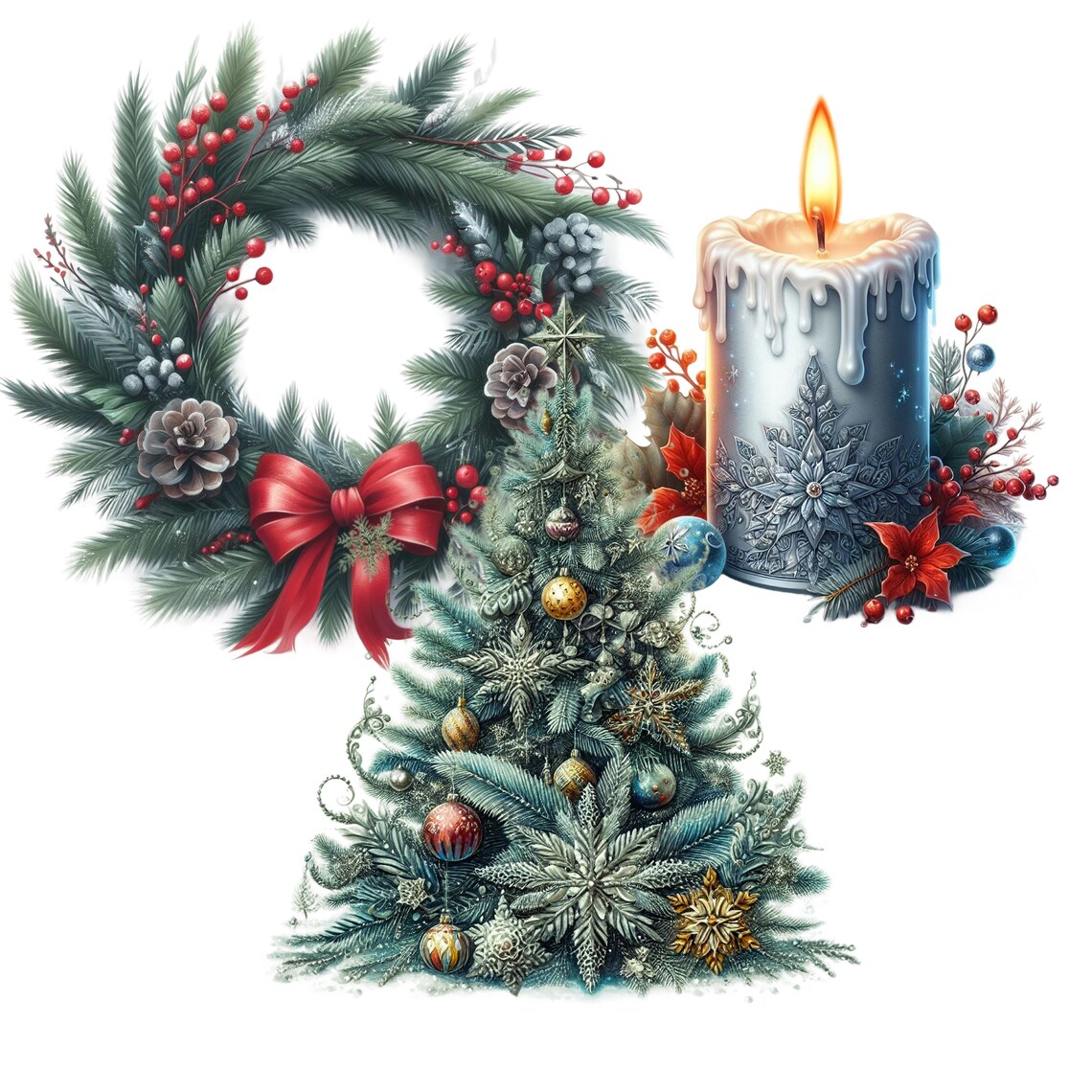 Merry Christmas, Clipart, Digital Download, Digital Paper Craft ...