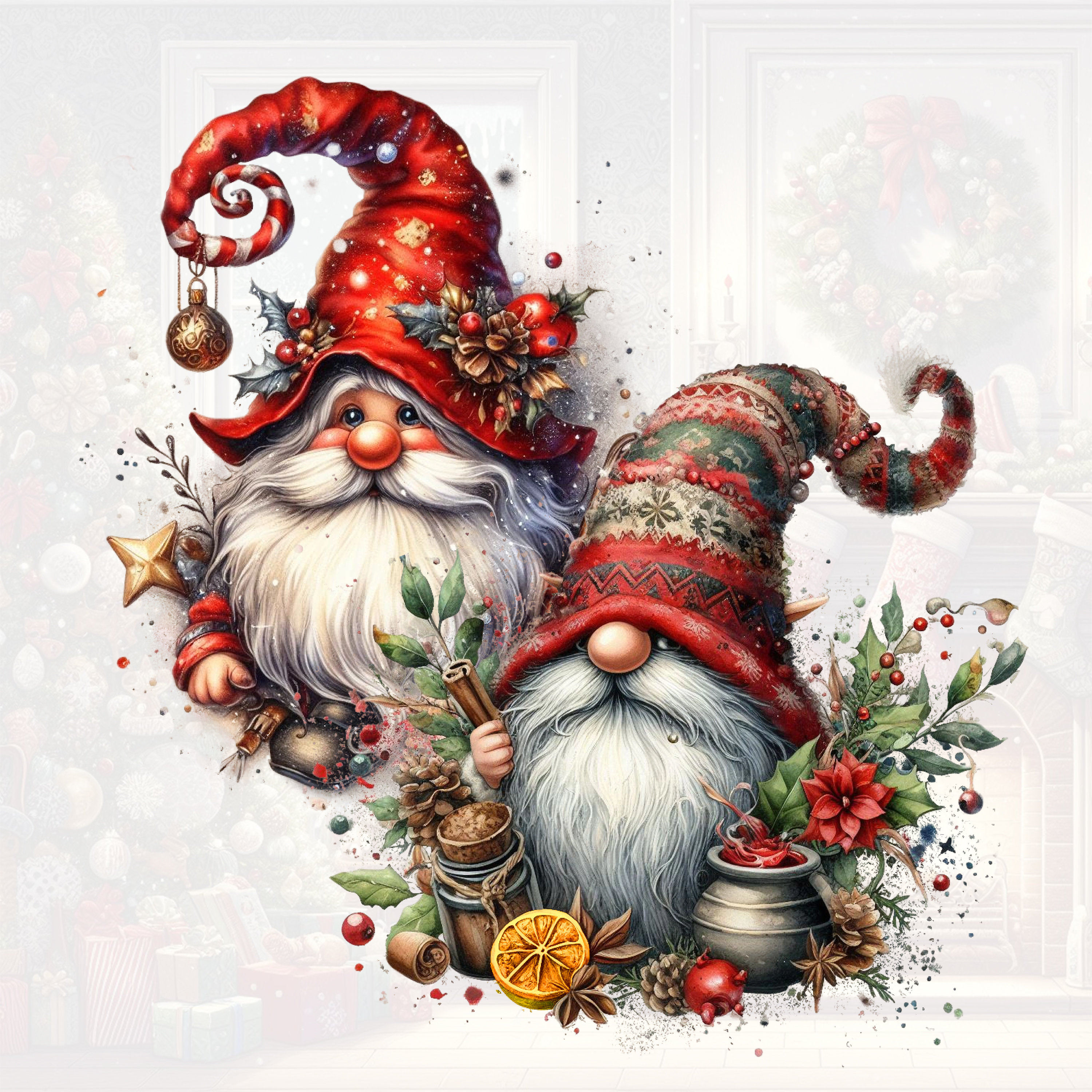 Merry Christmas, Gnome Clipart, Digital Download, Card Making, Digital ...