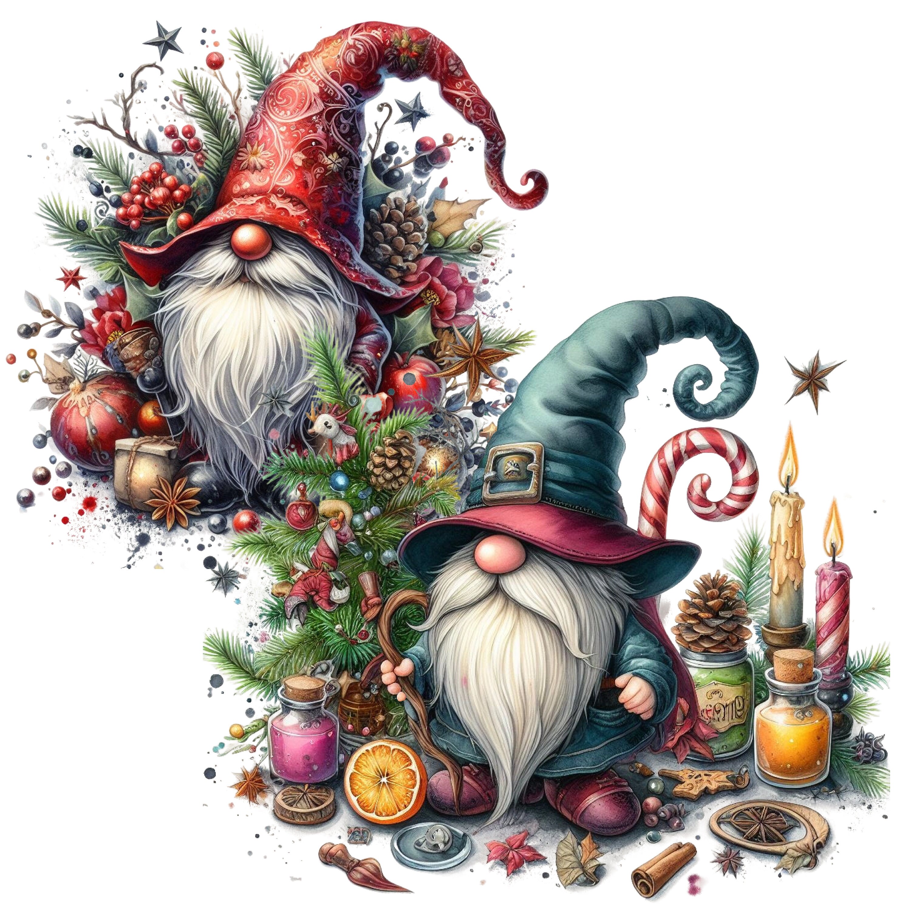 Merry Christmas, Gnome Clipart, Digital Download, Card Making, Digital ...