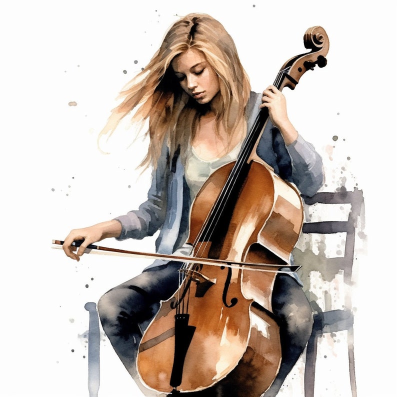 Girls Playing Musical Instruments in Beautiful Artistic - Etsy