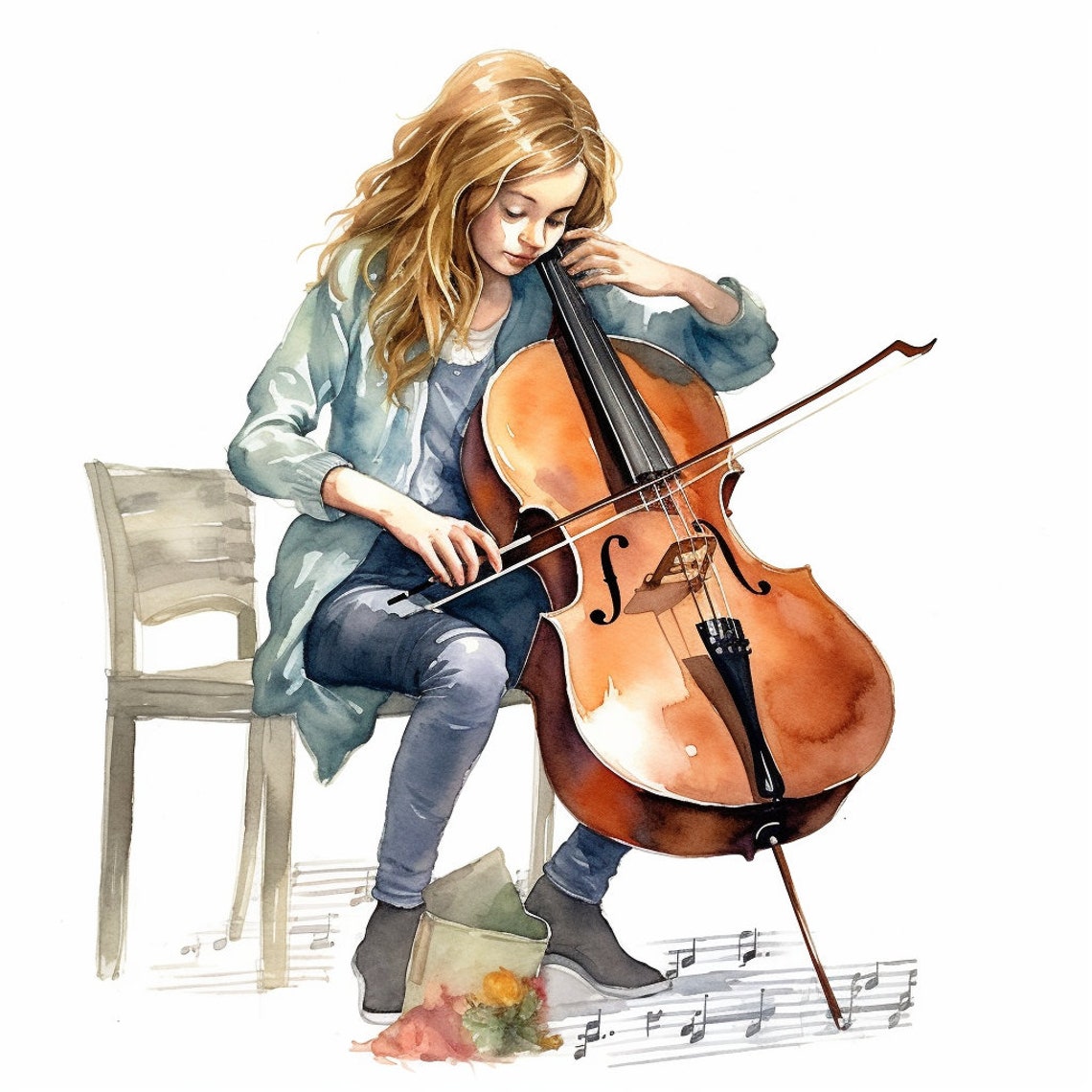 Girls Playing Musical Instruments in Beautiful Artistic - Etsy