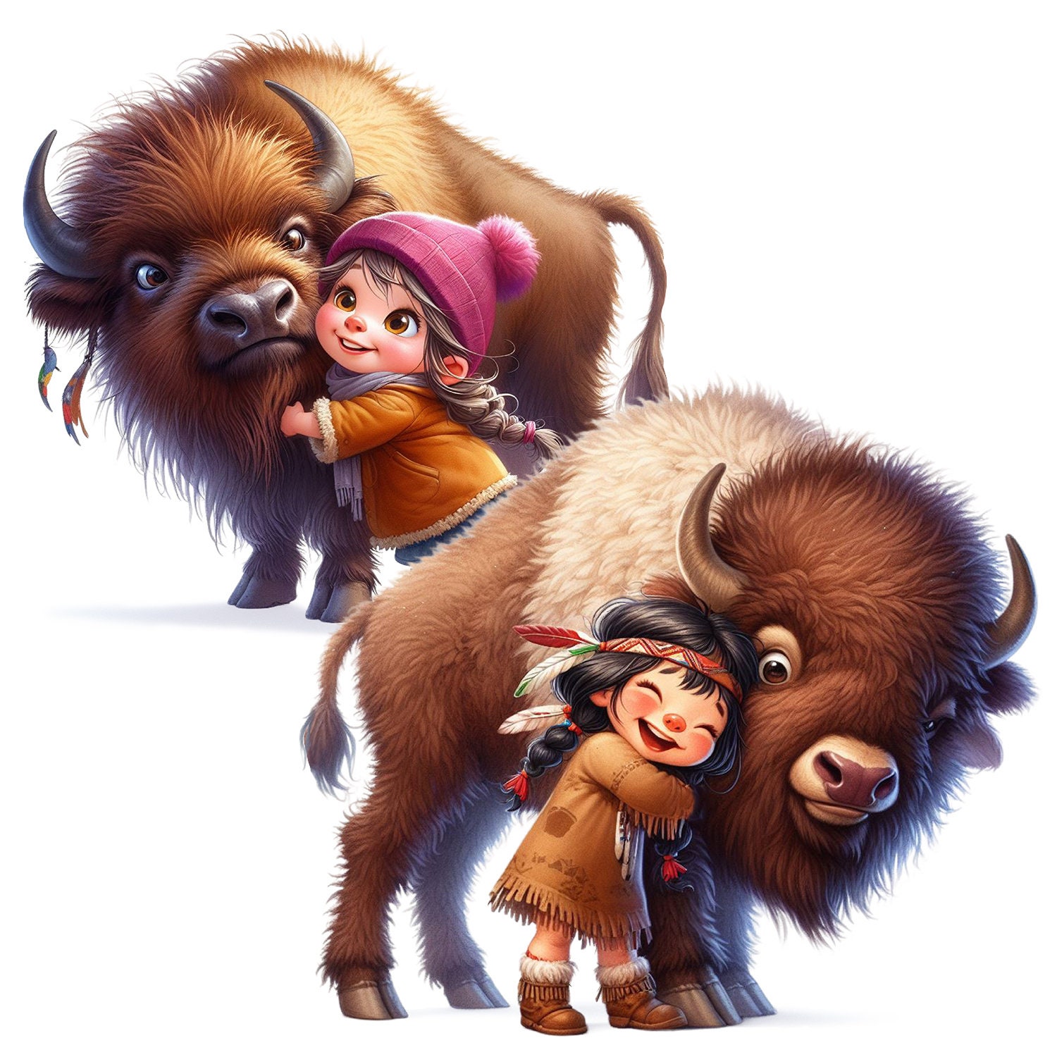 Images of Funny Bison, Cartoon Buffalo, Illustrations for Printing on ...