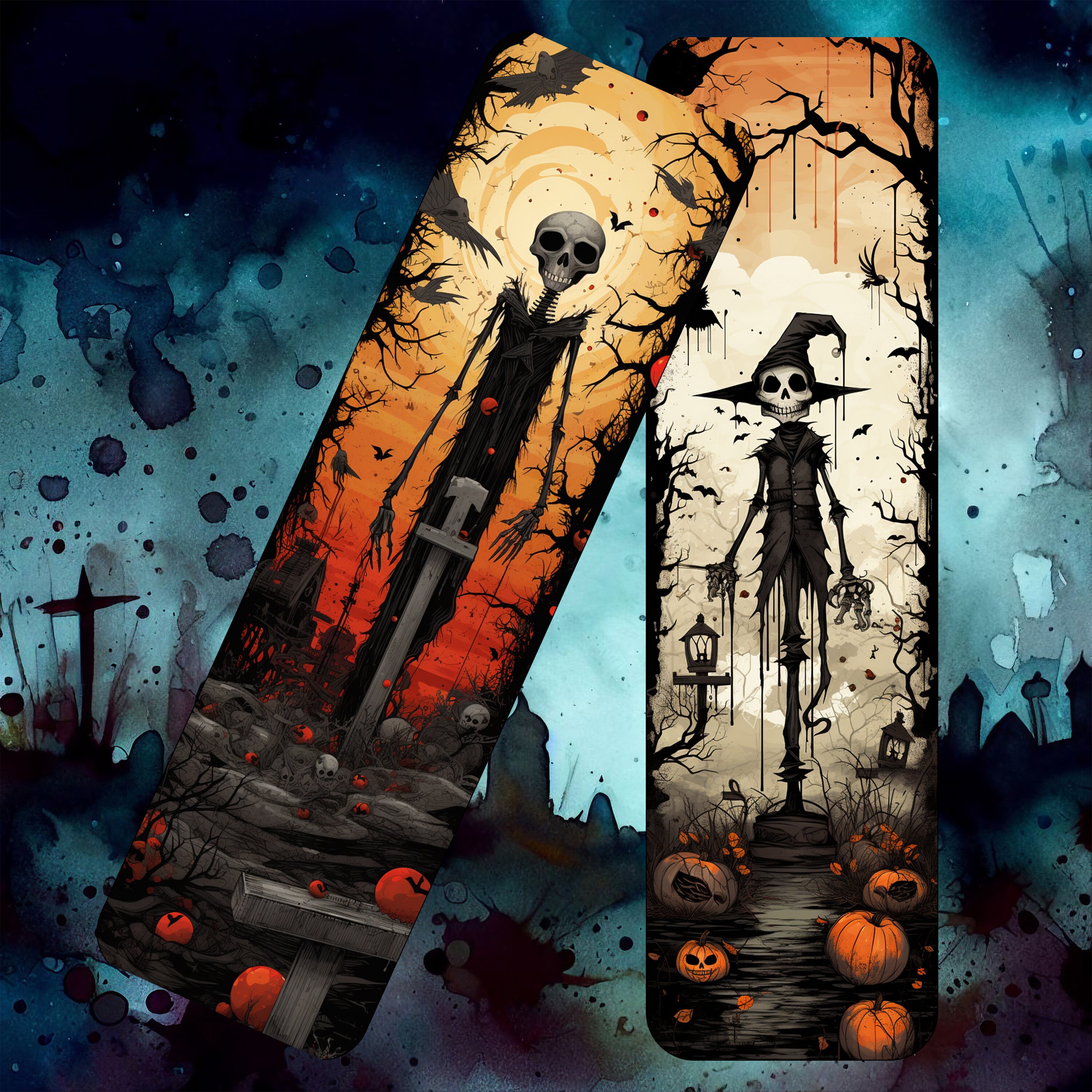 Halloween Bookmark Set, Printable Halloween Bookmarks, PNG Jpeg Digital ...