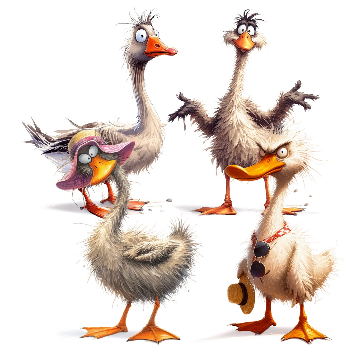 Images of Geese, Funny Goose, Crazy Goose, Illustrations for Printing ...