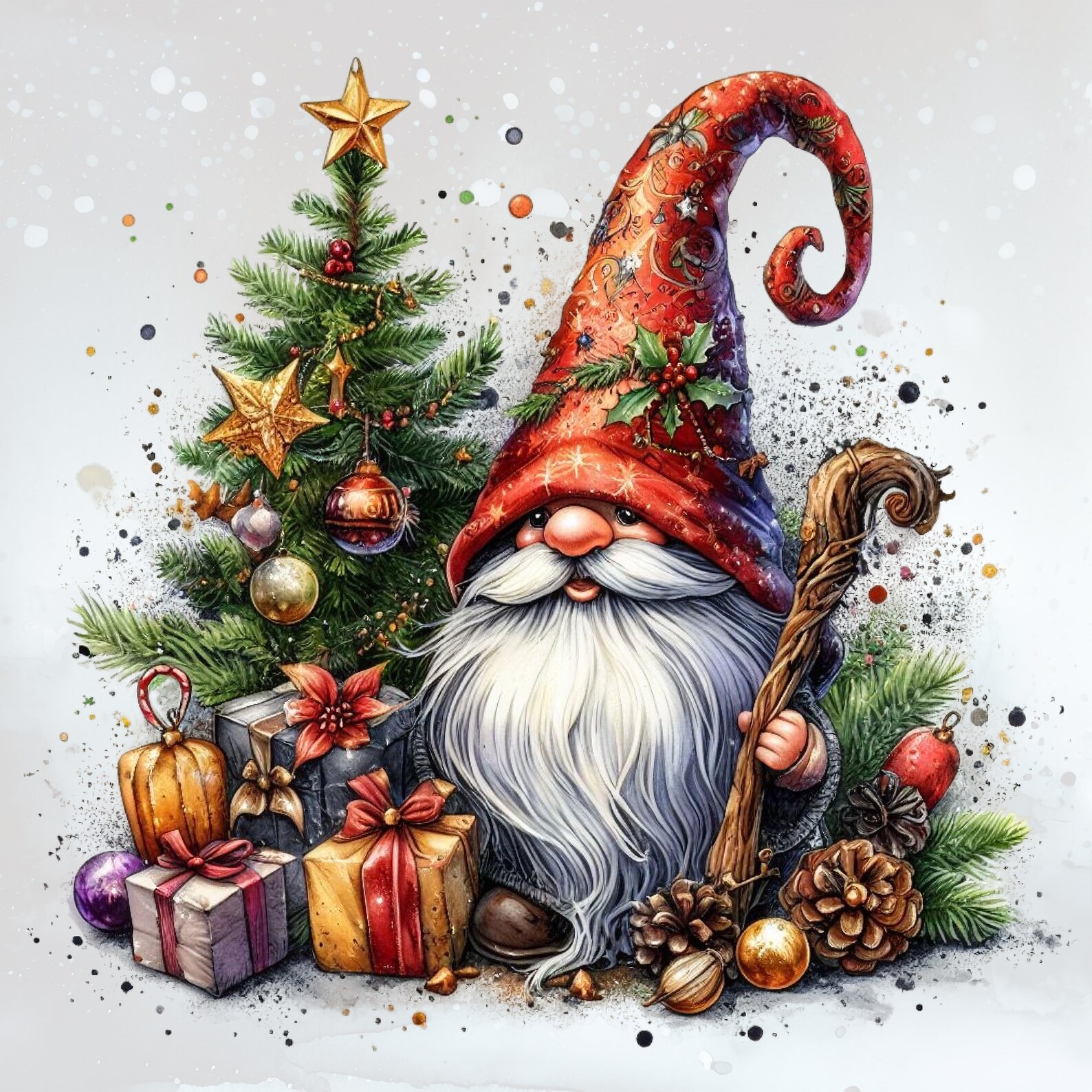 Merry Christmas, Gnome Clipart, Digital Download, Card Making, Digital ...