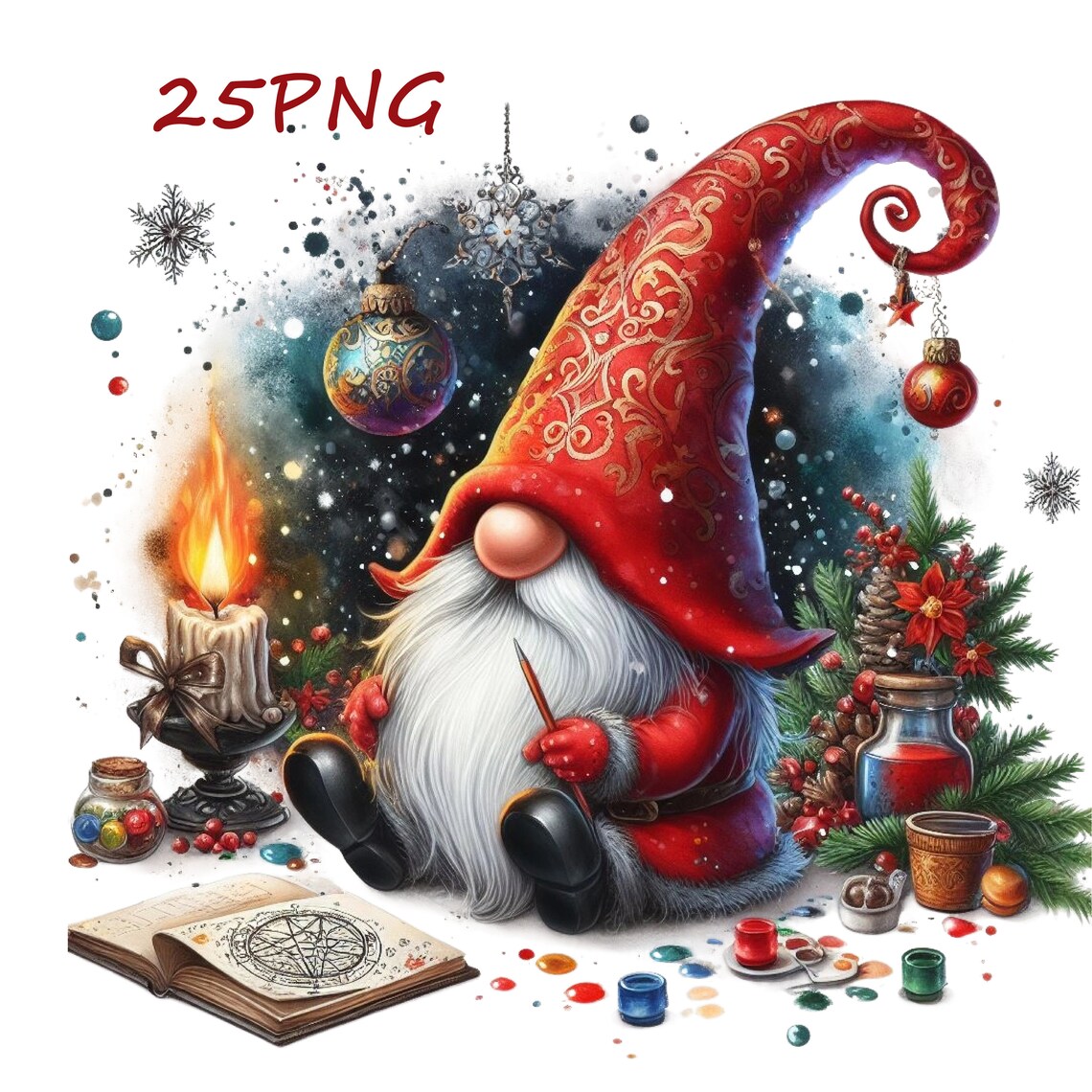 Merry Christmas, Gnome Clipart, Digital Download, Card Making, Digital ...