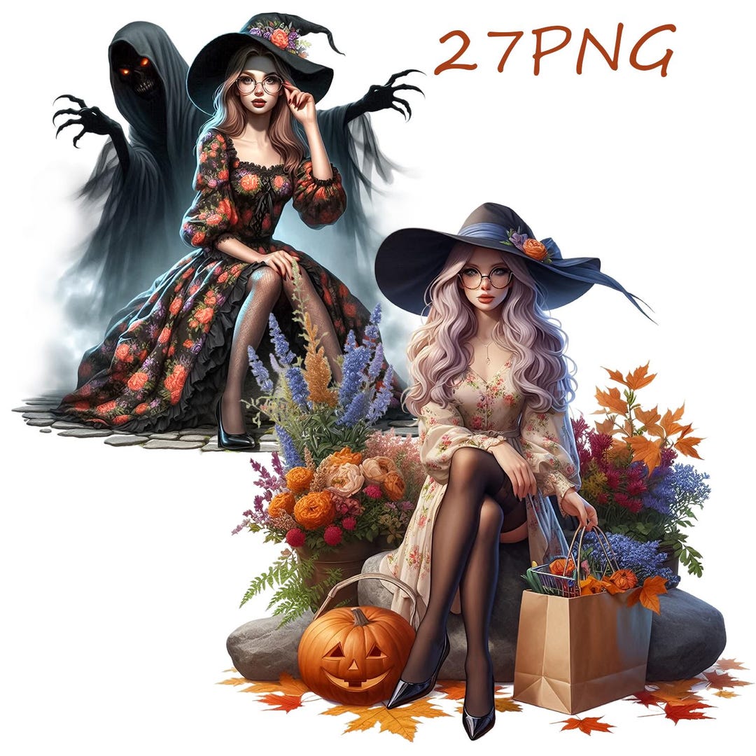Mystical, Cute Witches PNG, Halloween Png, Witch PNG, Magical Witch ...