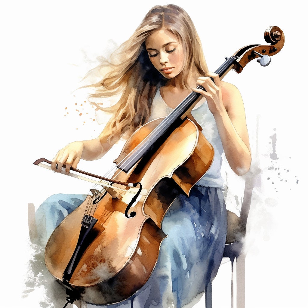 Girls Playing Musical Instruments in Beautiful Artistic - Etsy