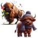 Funny Bison, Watercolor, Drawings for Creativity, Files for Printing on ...