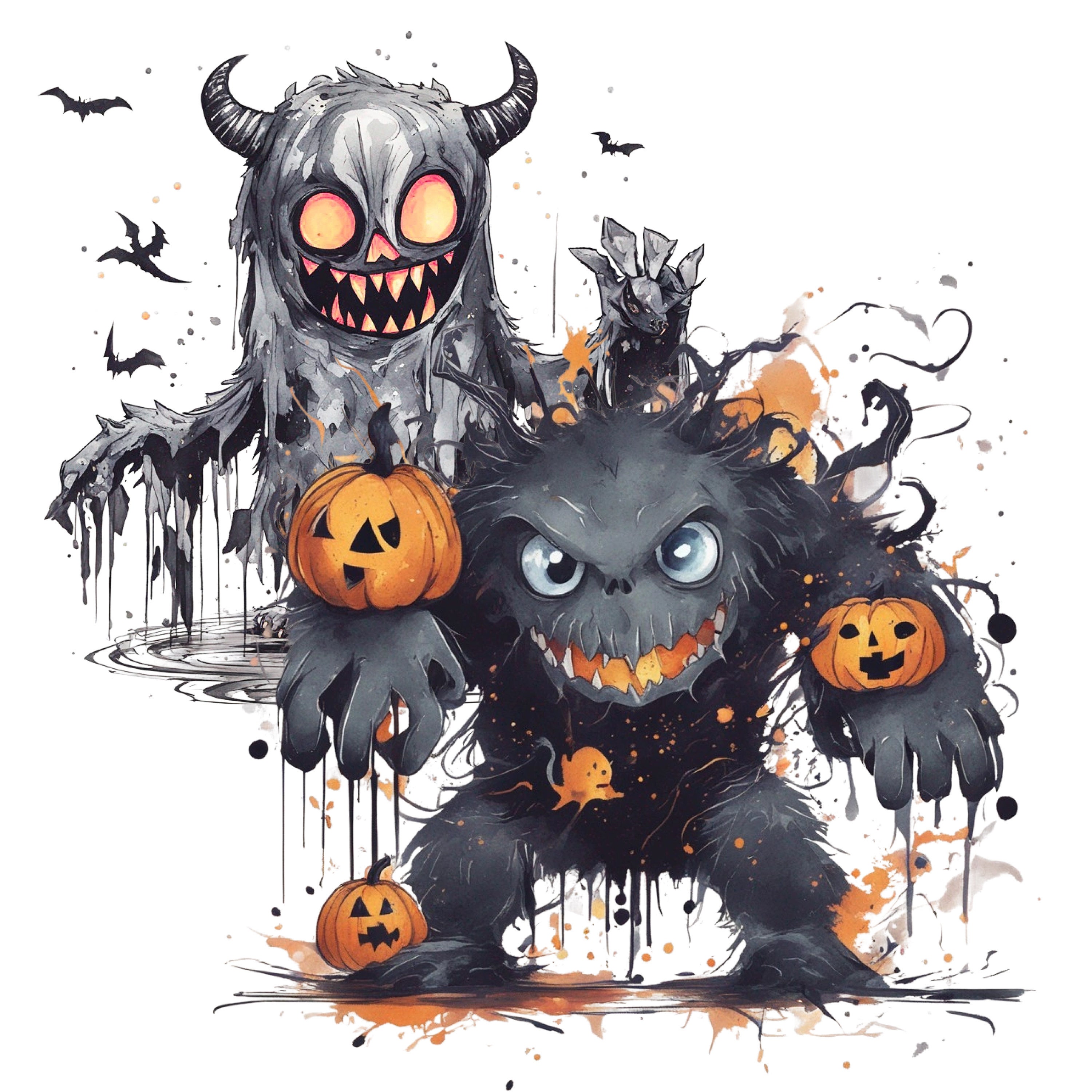 Halloween Monsters Clip Art, Bundle Cute Halloween, Clipart Halloween ...