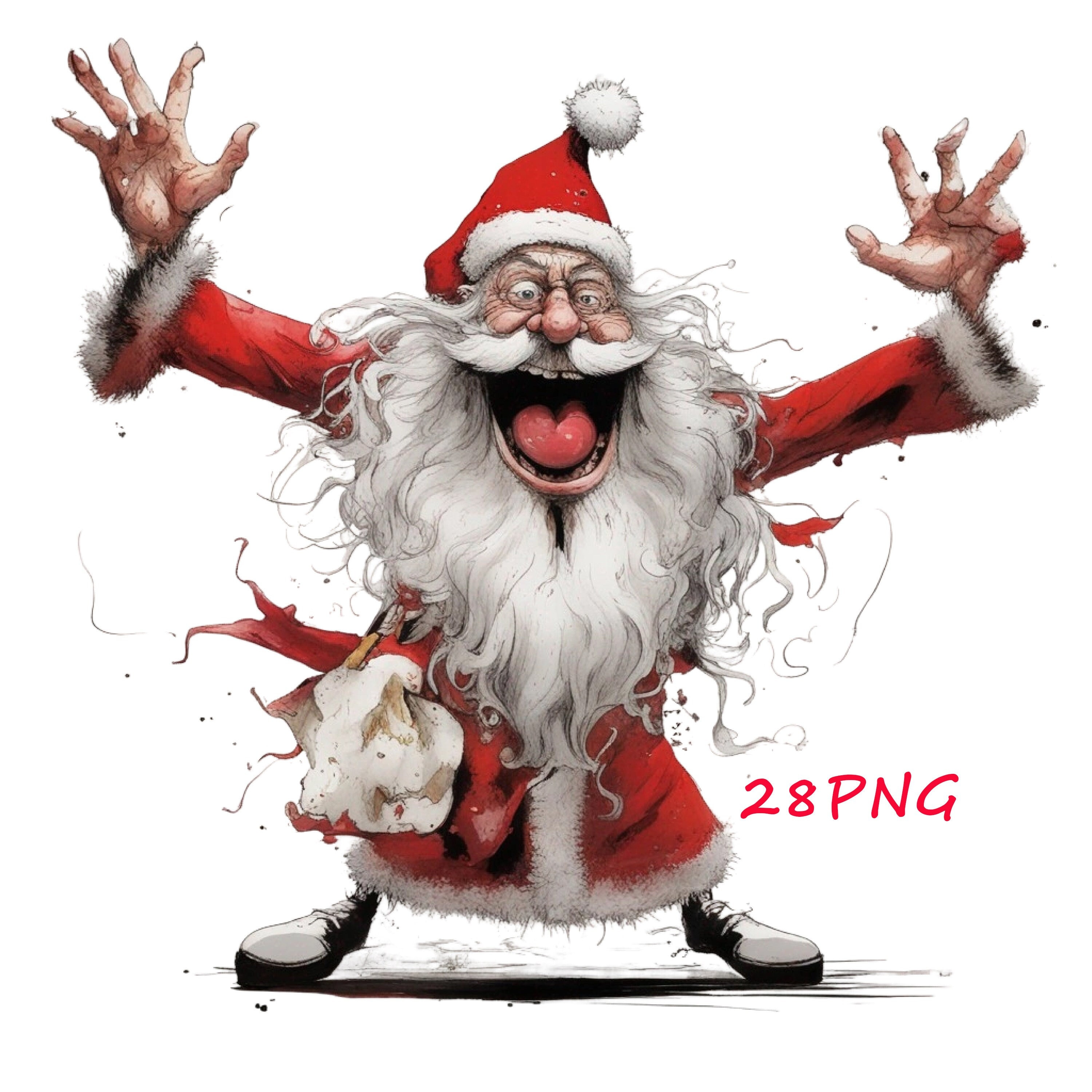 Crazy Santa: Funny Images Unleash the Festive Laughter With - Etsy