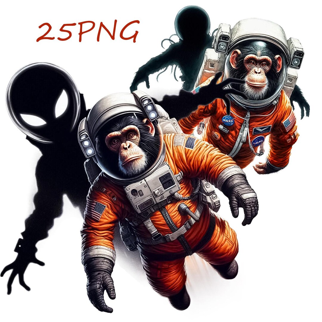 Astronaut Monkey Drawing, Alien Png, Watercolor Chimpanzee Png, Monkey ...