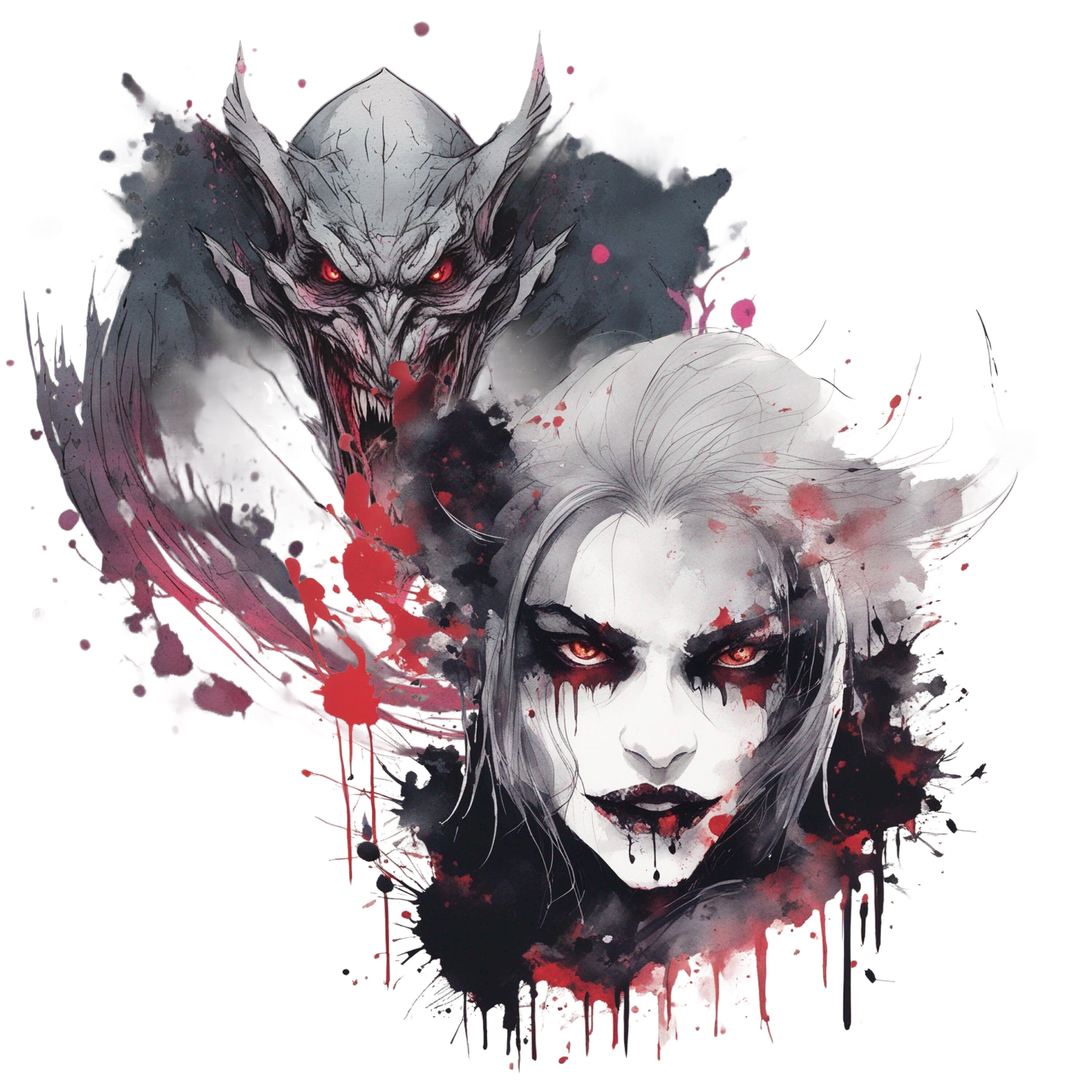 Vampire Clipart, Gothic Clipart, Vampire Bride, Vampire Png, Watercolor ...