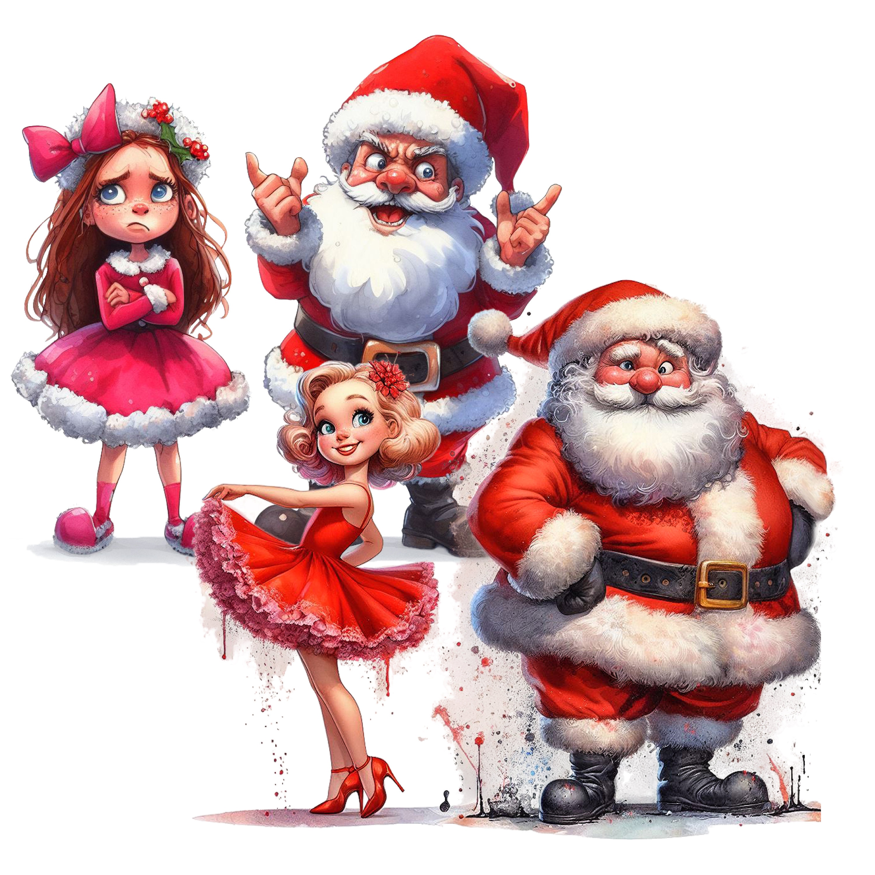 Whimsical Drawing of Santa Claus, Collection of Funny Christmas ...