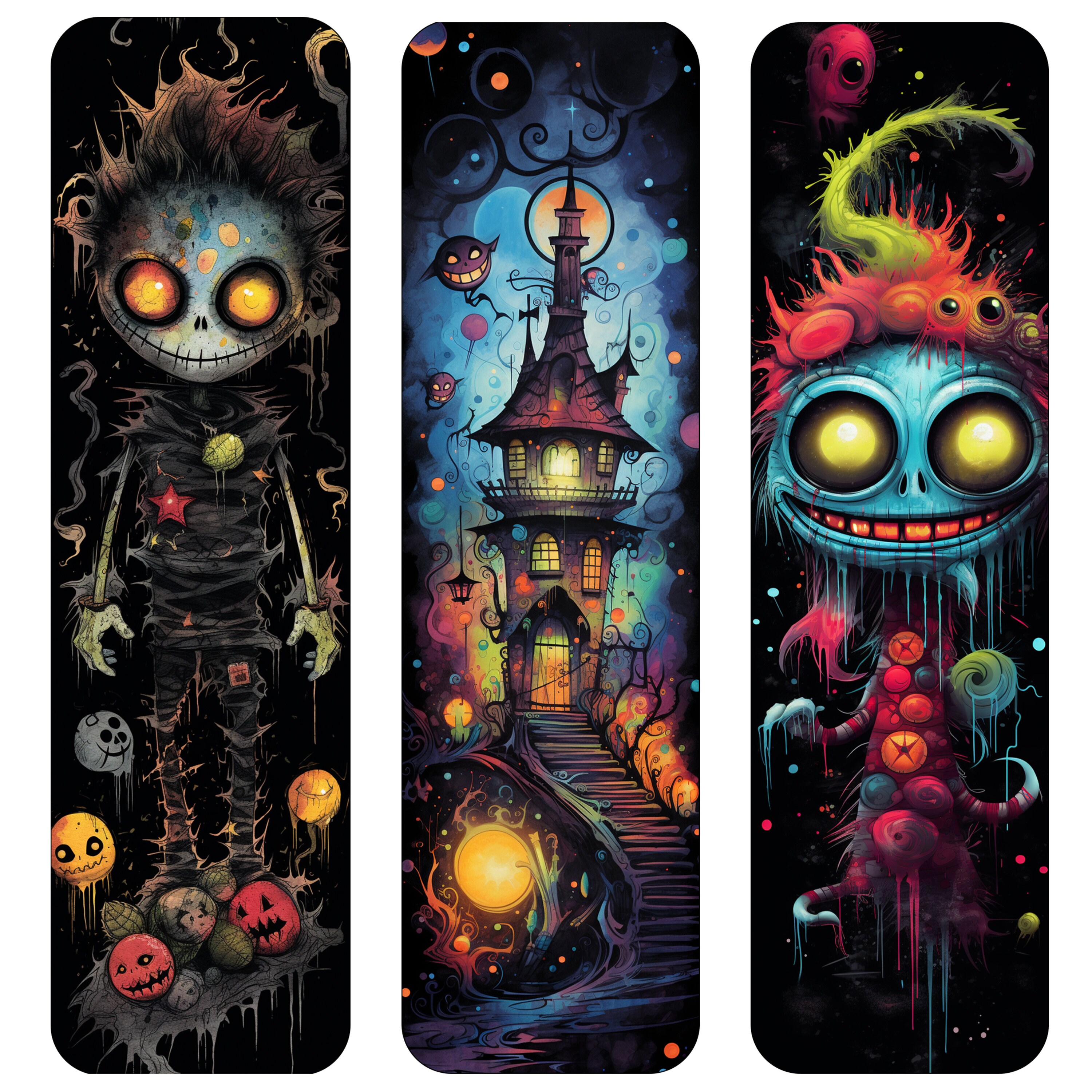 Halloween Bookmark Set, Printable Halloween Bookmarks, PNG Jpeg Digital ...