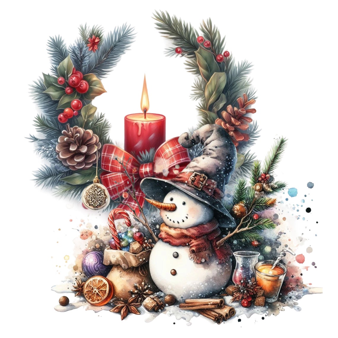 Merry Christmas, Clipart, Digital Download, Digital Paper Craft ...