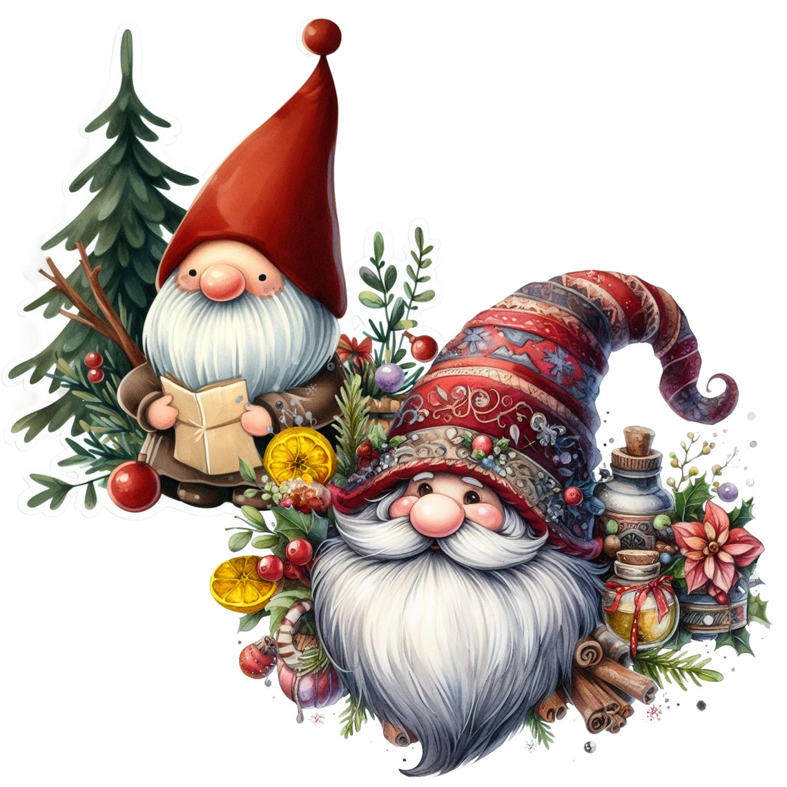 Merry Christmas, Gnome Clipart, Digital Download, Card Making, Digital ...