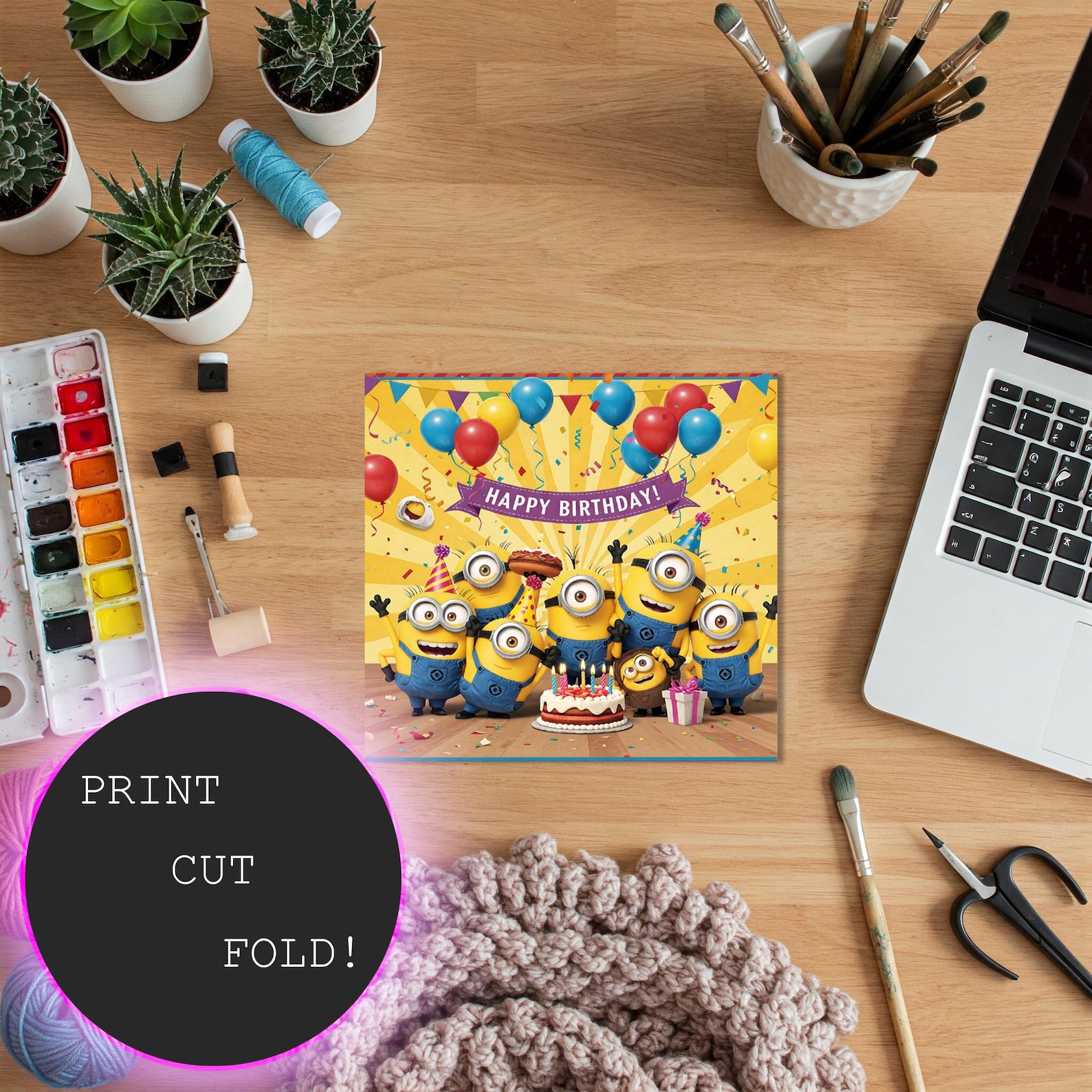 Minions Themed Birthday Card - Print at Home - Digital Birthday Card ...