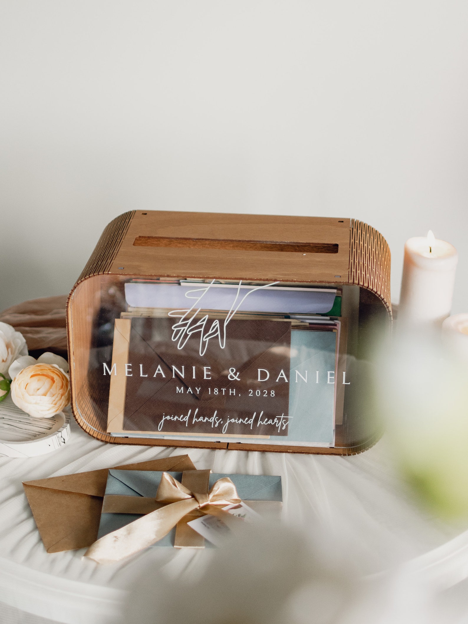 Acrylic Wedding Card Box, Wooden Personalized Box for Envelopes ...