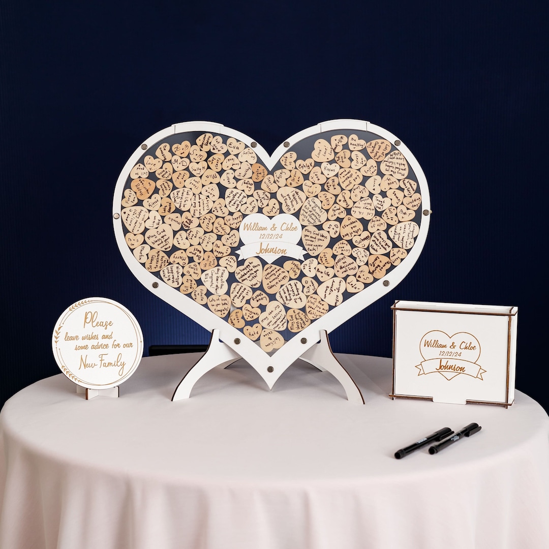 Heart Guest Book Alternative for Wedding, Personalized Sign Our ...