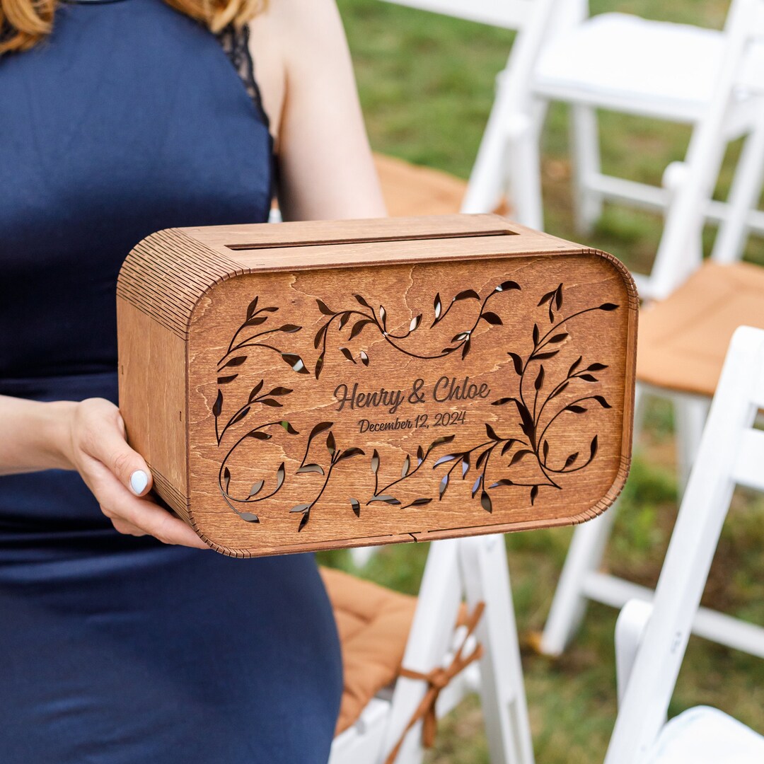 Personalized Wedding Card Box With Name Unique Gift for Couple Wooden ...