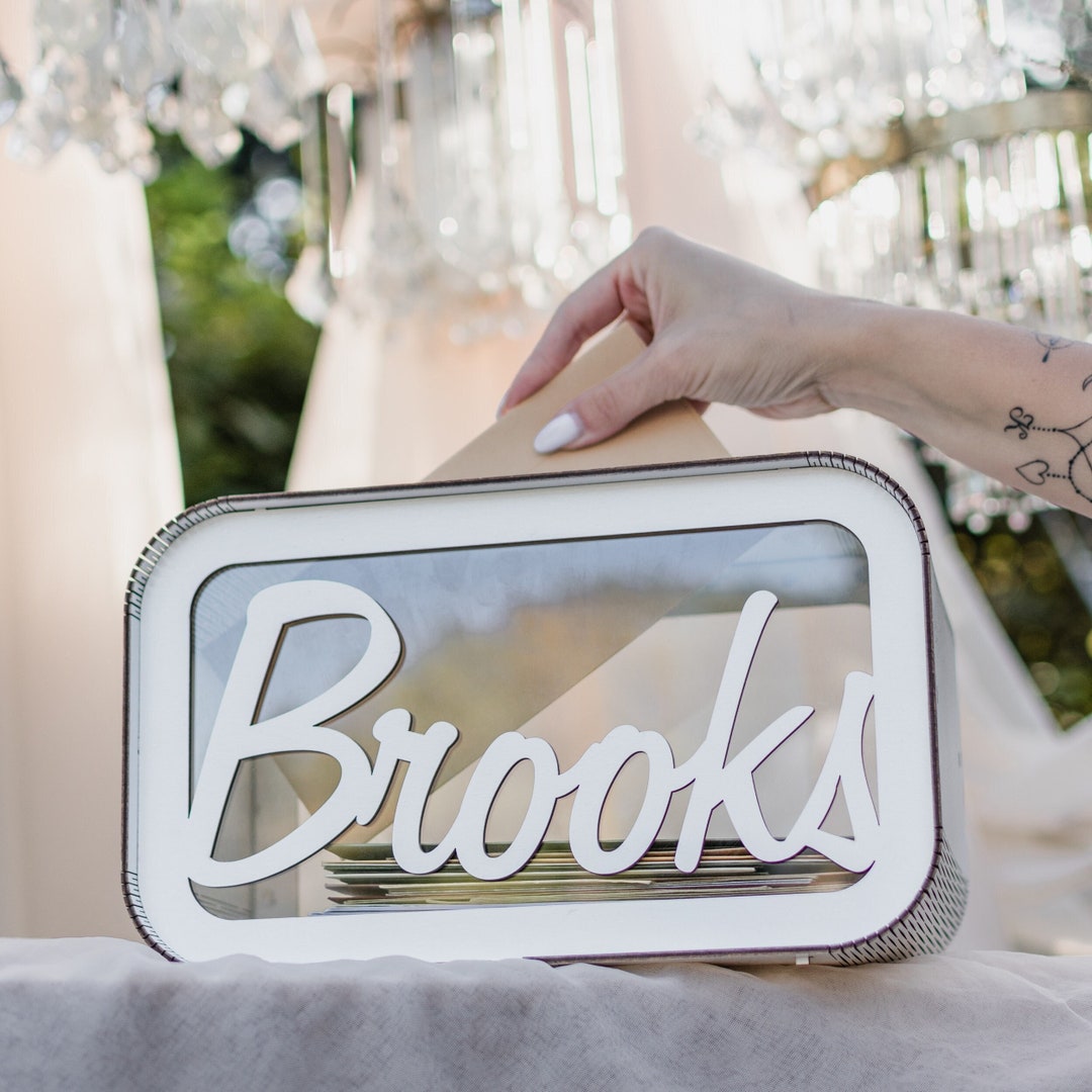 Personalized Wedding Card Box, Honeymoon Fund Box, Wooden Money Box ...