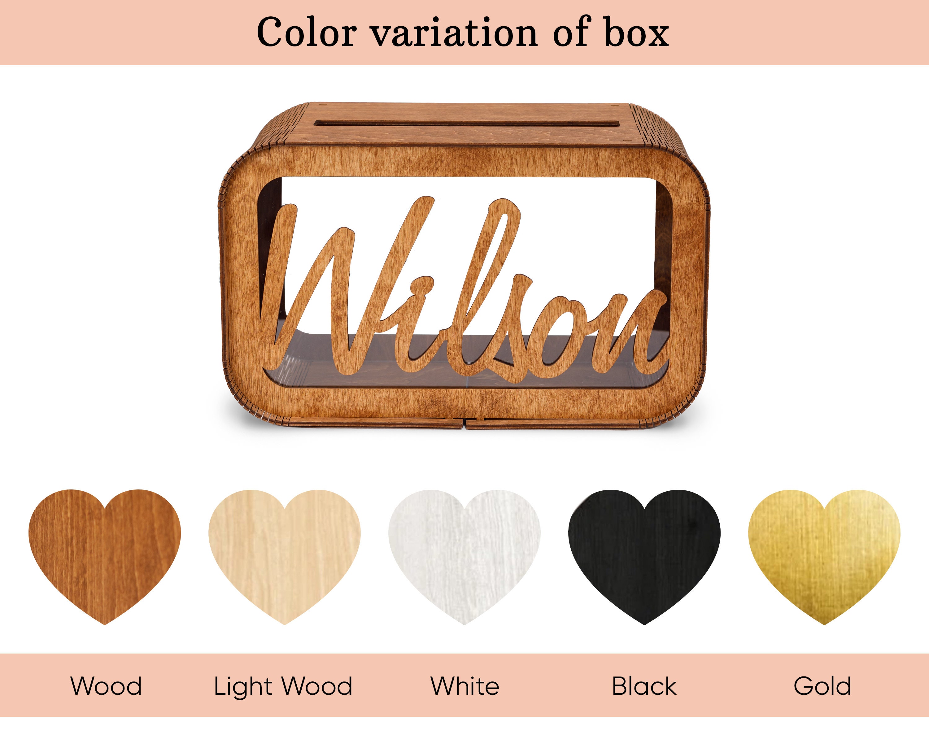 Wooden Wedding Card Box Personalized, Custom Honeymoon Fund Box ...