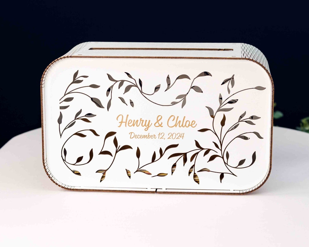 White Wedding Card Box Personalized, Custom Keepsake Box With Slot ...
