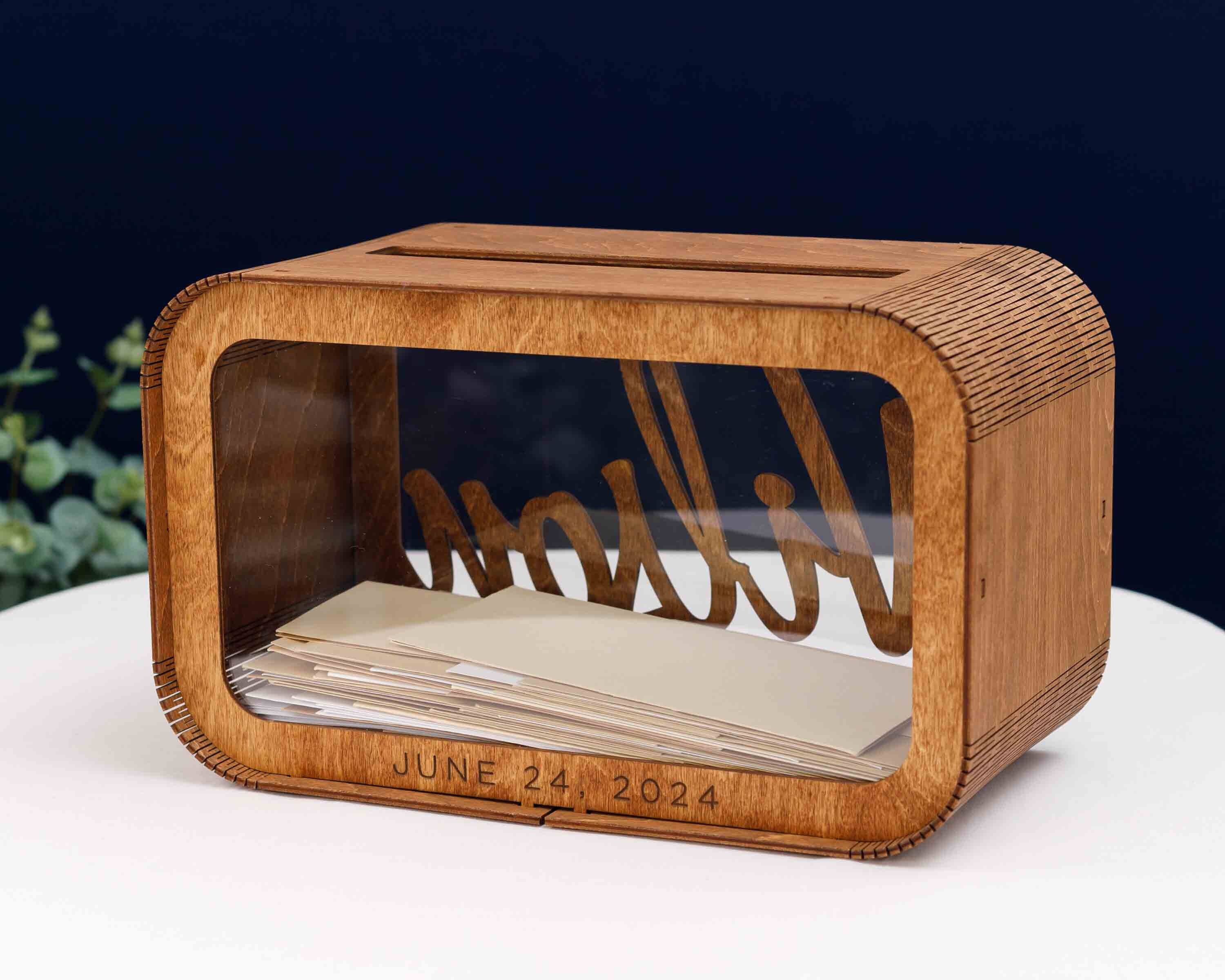Wooden Wedding Card Box Personalized, Custom Honeymoon Fund Box ...