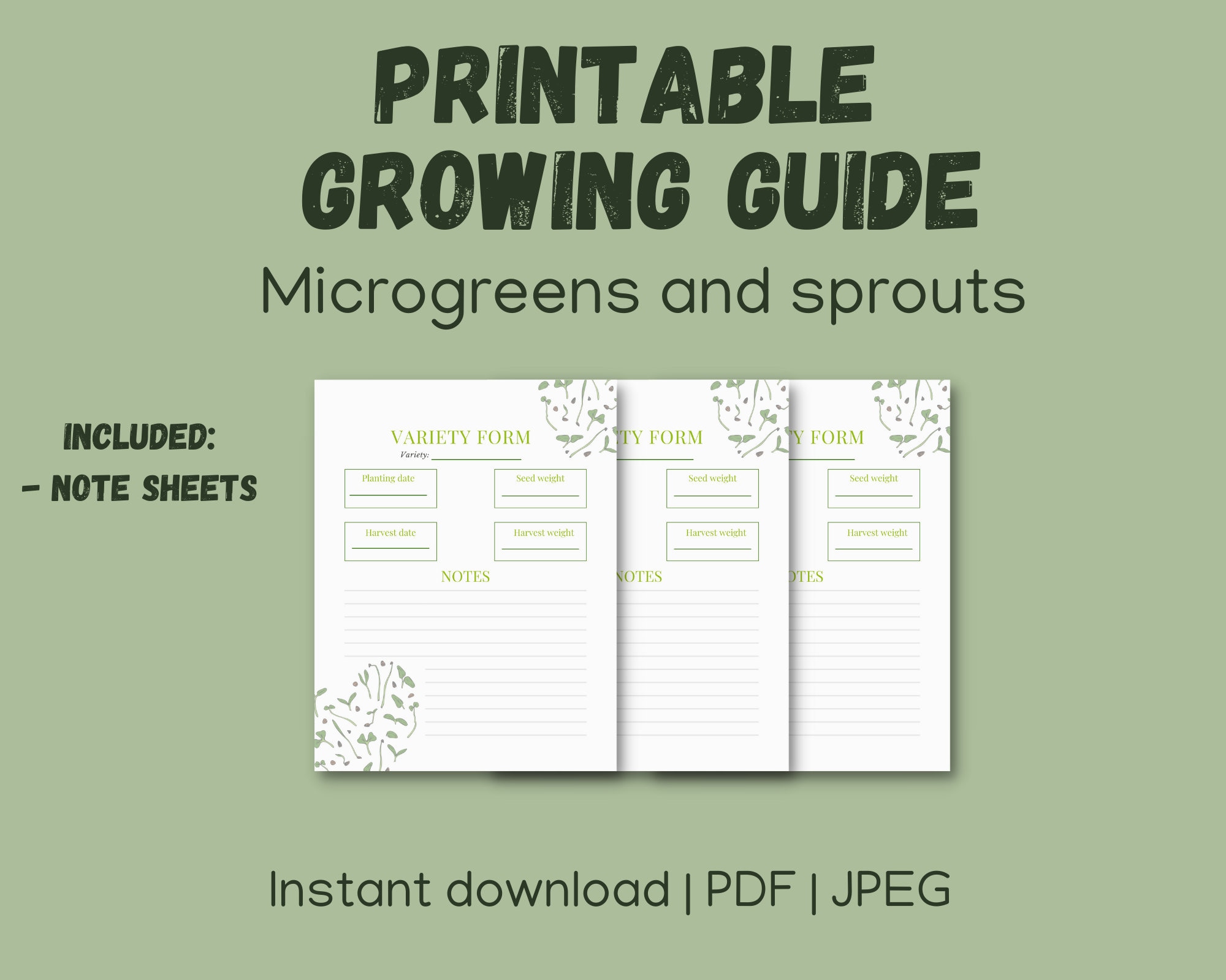 Printable Growing Guide Microgreens and Sprouts | PDF | Moment Download ...