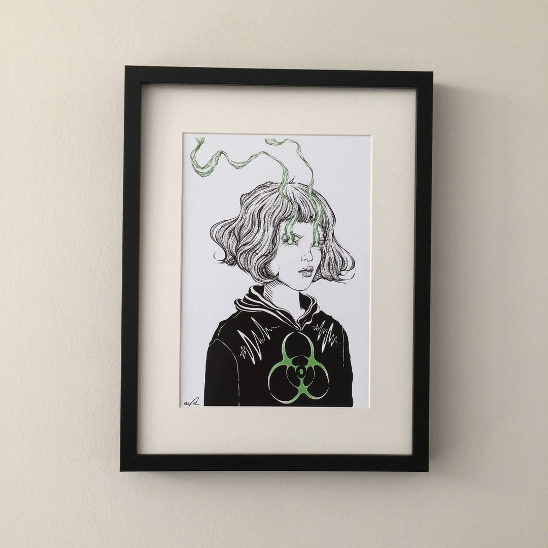 Alien Girl - Print of Ink Drawing - Etsy