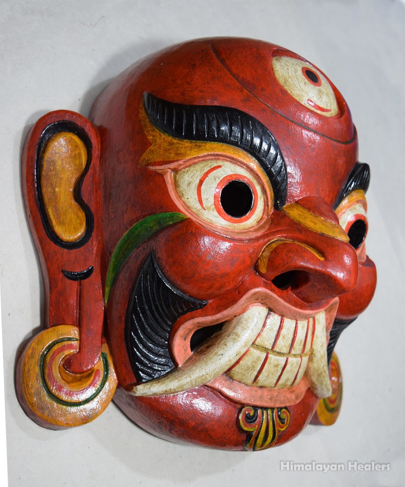 Large Wooden Lakhey Mask . 100 % Handmade From Nepal - Etsy