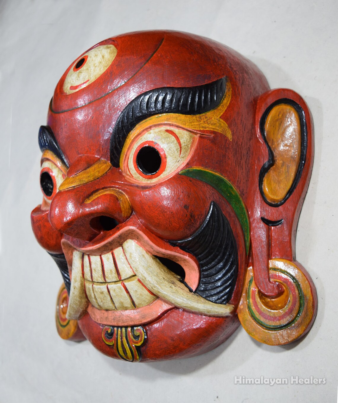 Large Wooden Lakhey Mask . 100 % Handmade From Nepal - Etsy