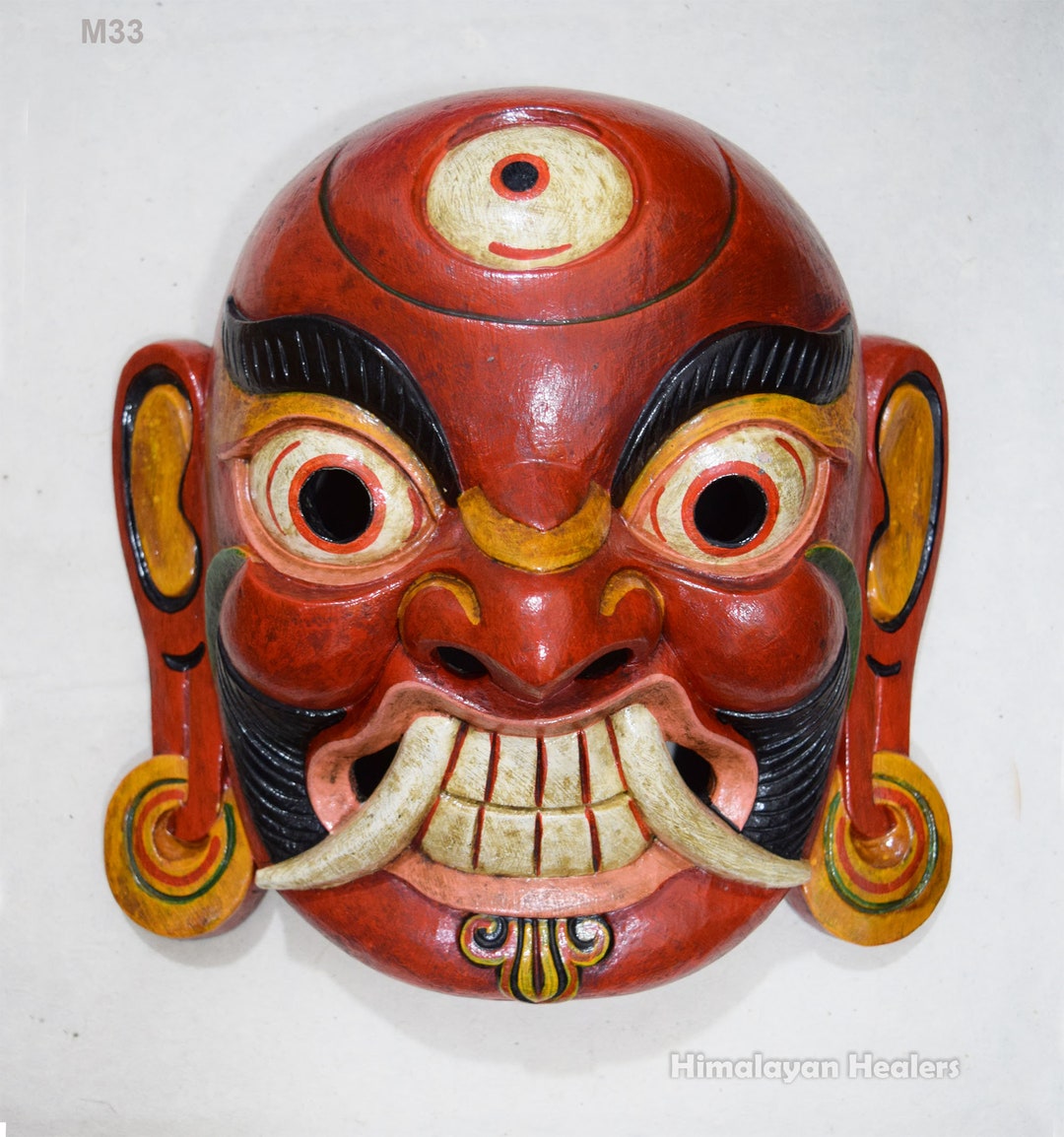 Large Wooden Lakhey Mask . 100 % Handmade From Nepal - Etsy