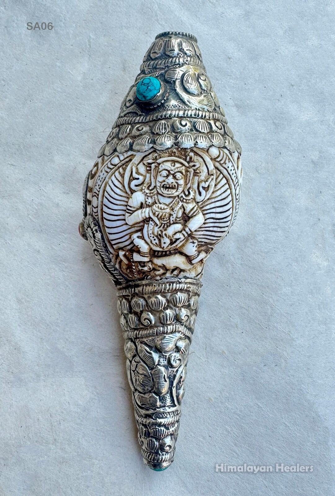 Hand-carved Conch Shell Standing Jhambhala Dzambhala | Himalayan Sacred ...