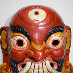 Large Wooden Lakhey Mask . 100 % Handmade From Nepal - Etsy