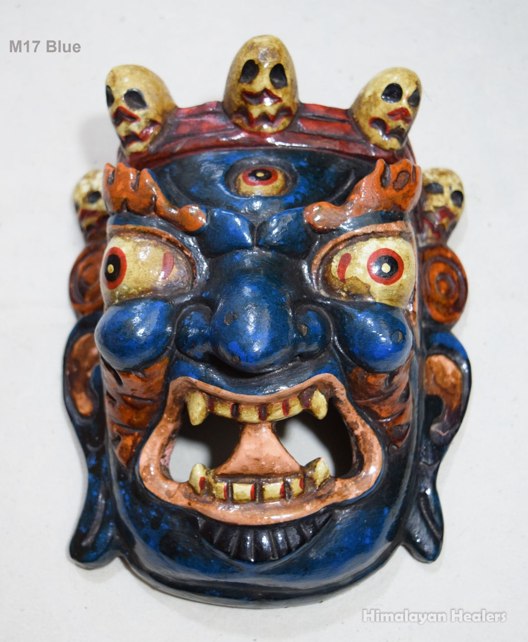 Wooden Blue Mahakala Mask . 100 % Handmade From Nepal - Etsy