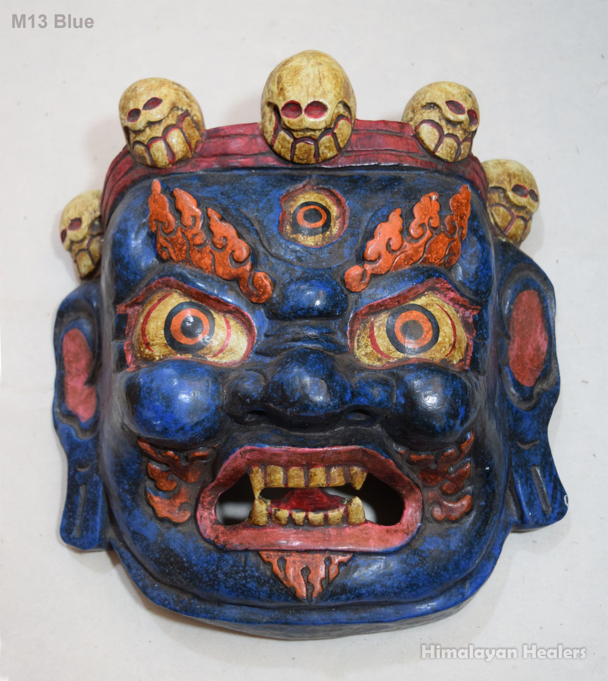 Large Wooden Blue Mahakala Mask . 100 % Handmade From Nepal - Etsy