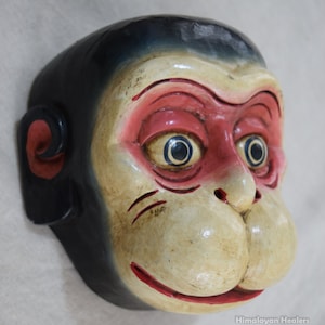 Wooden Monkey Mask . 100 % Hand Carved From Nepal - Etsy
