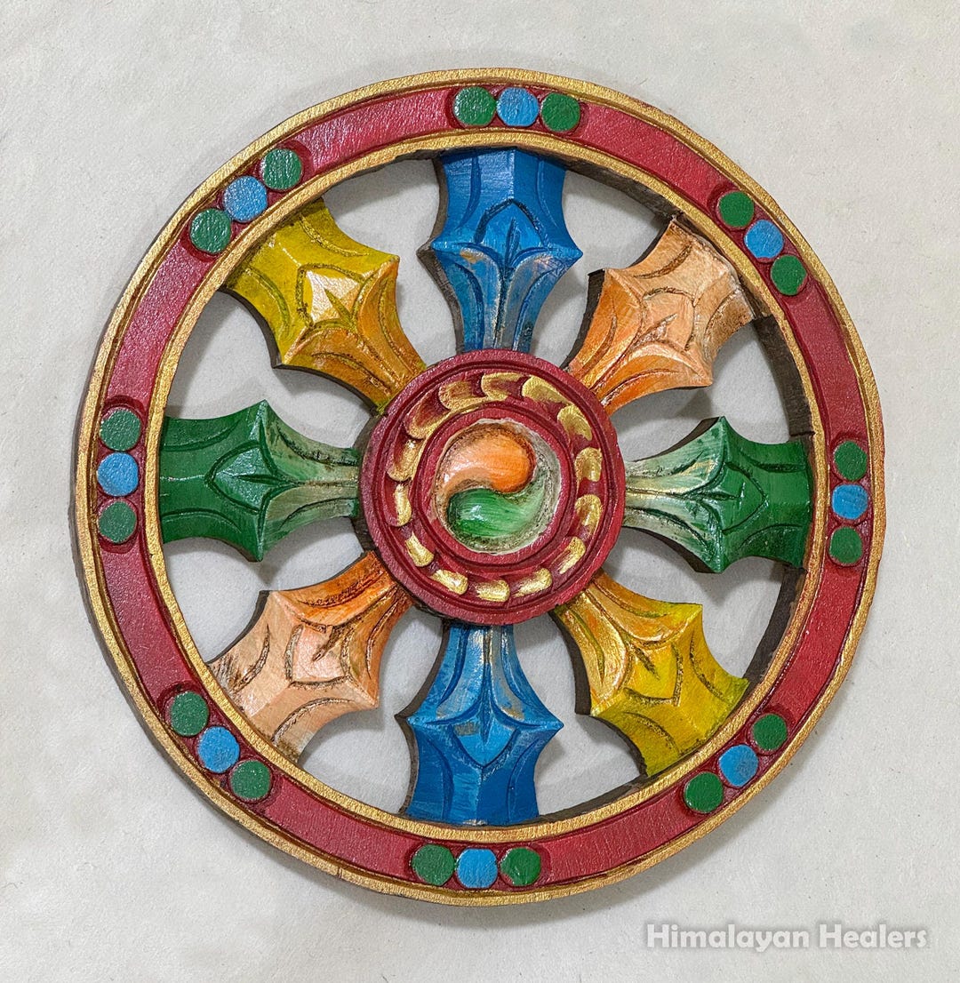 Wooden Tibetan Dharma Charka Wall Hanging, Made From Hard Wood ...