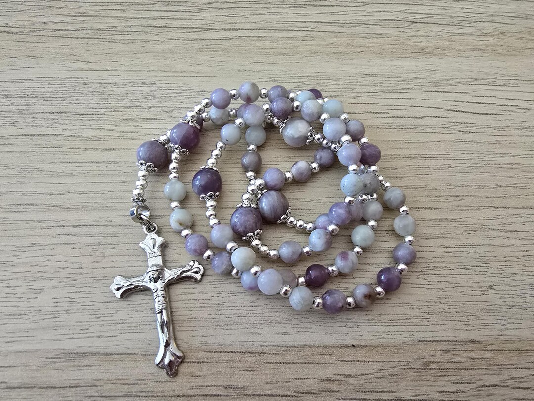 NATURAL Lilac Jasper & Pink Tourmaline Handmade Rosary - Etsy