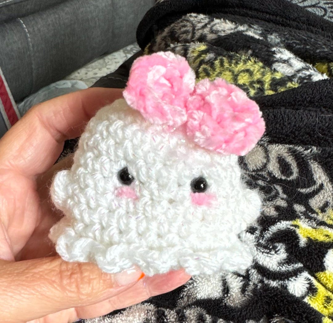 Handmade Amigurumi Stuffed Ghost With Bow - Etsy