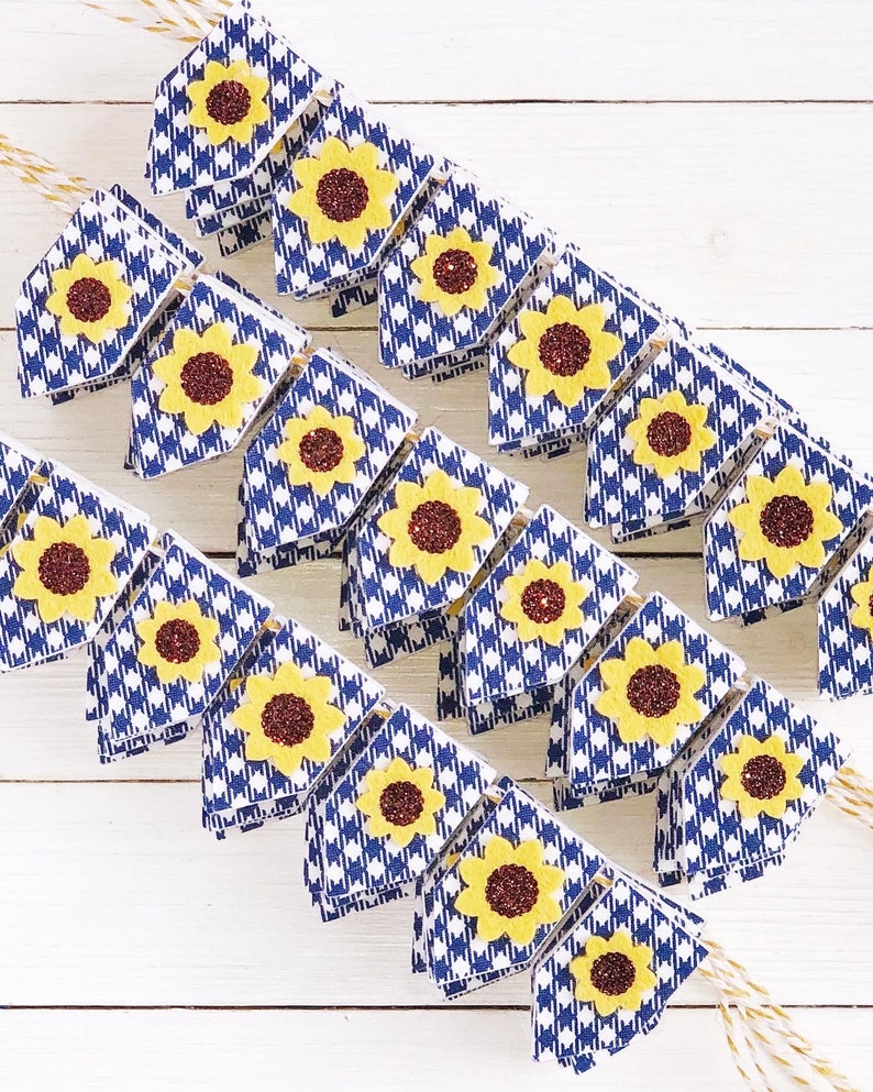 Sunflower and Blue Buffalo Check Mini Banner | Etsy