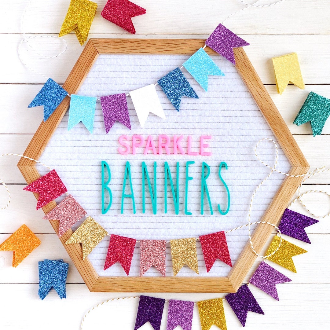 MADE TO ORDER: Custom Glitter Mini Banner and Garland - Etsy