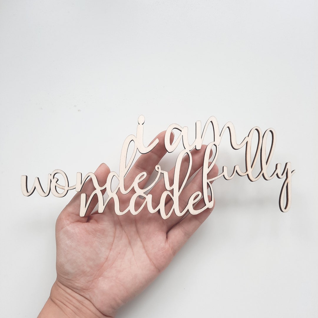 Lettering i Am Wonderfully Made, Wooden Lettering, Text Made of Wood ...