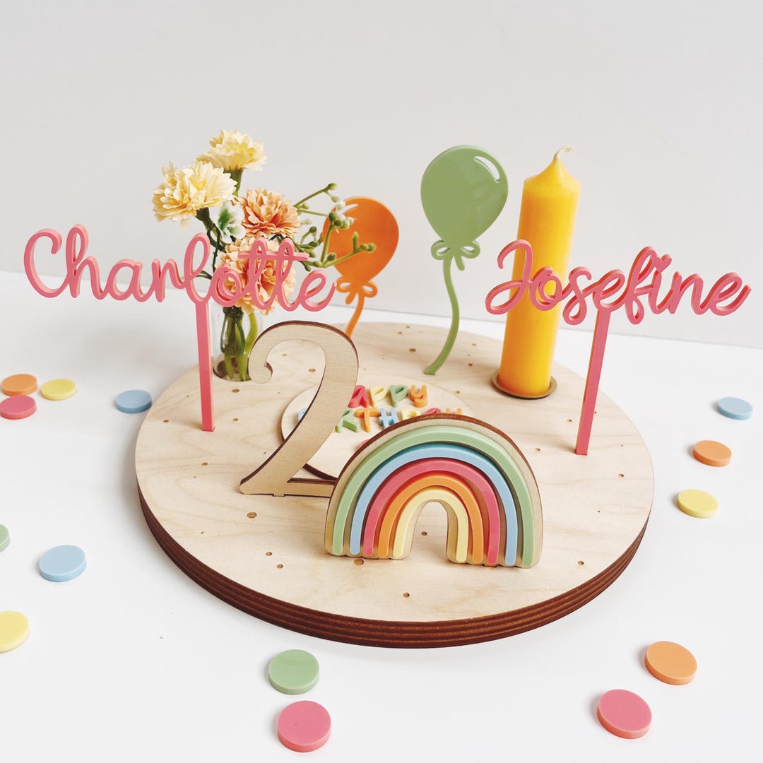 Personalized Birthday Plate for Twins With Colored Names, Colorful ...