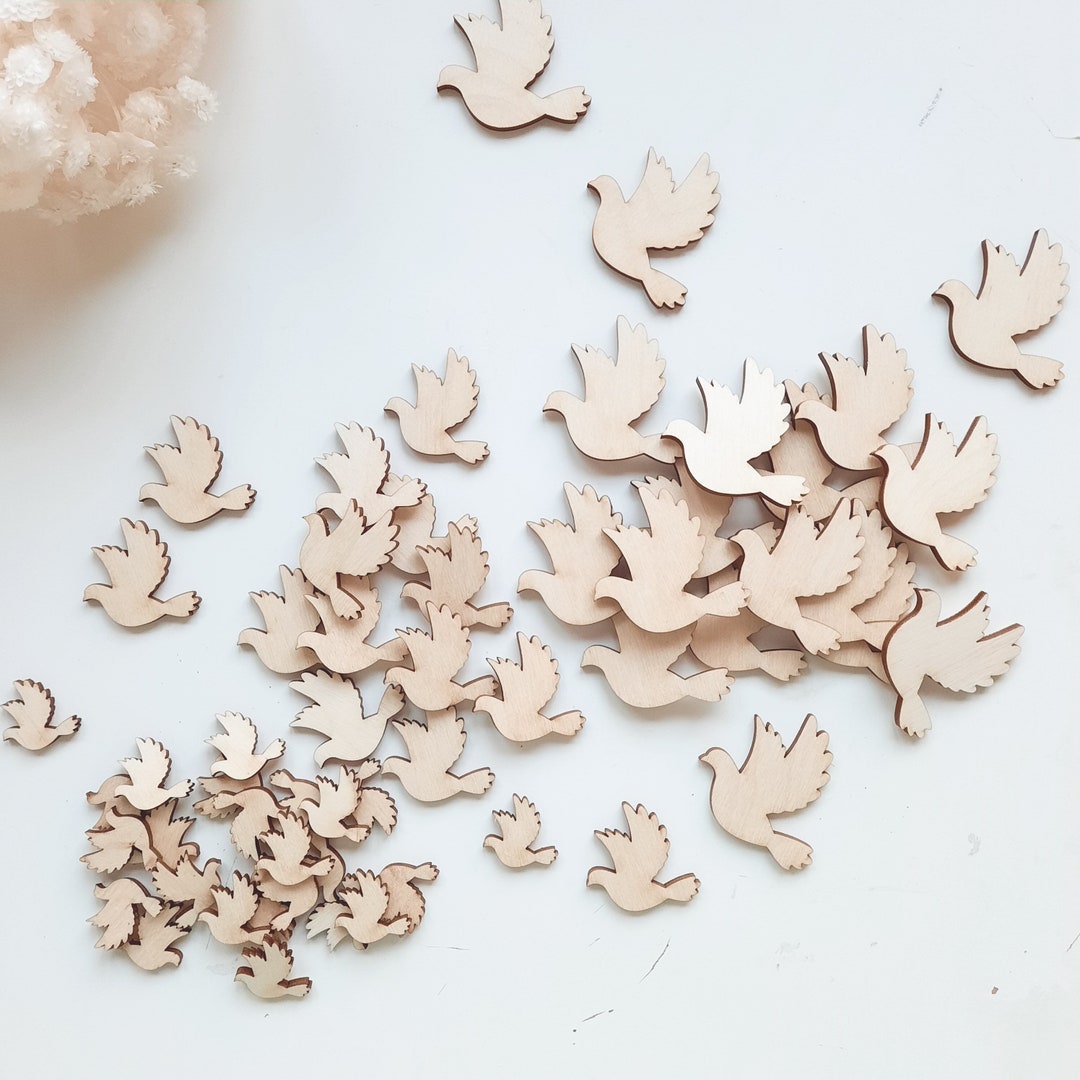 Scattered Decoration Doves, Wooden Doves, Table Decoration, Baptism ...