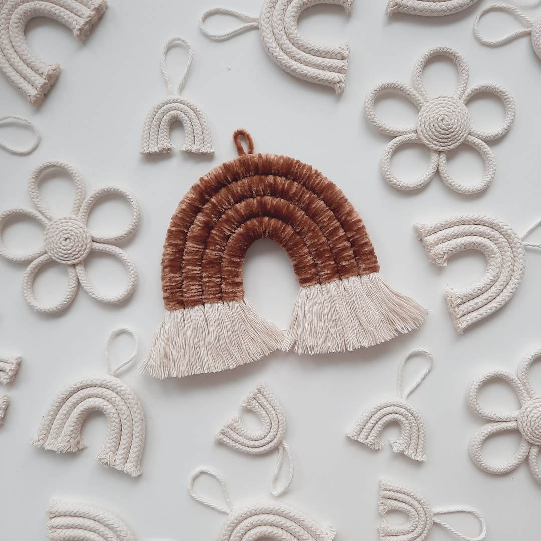 Rainbow Wall Hanging velvet Brown Children's Room Boho Macrame Rainbow ...