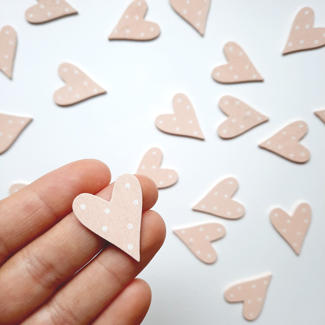 Scatter Decoration Hearts Color Powder Pink, Wooden Hearts, Table ...